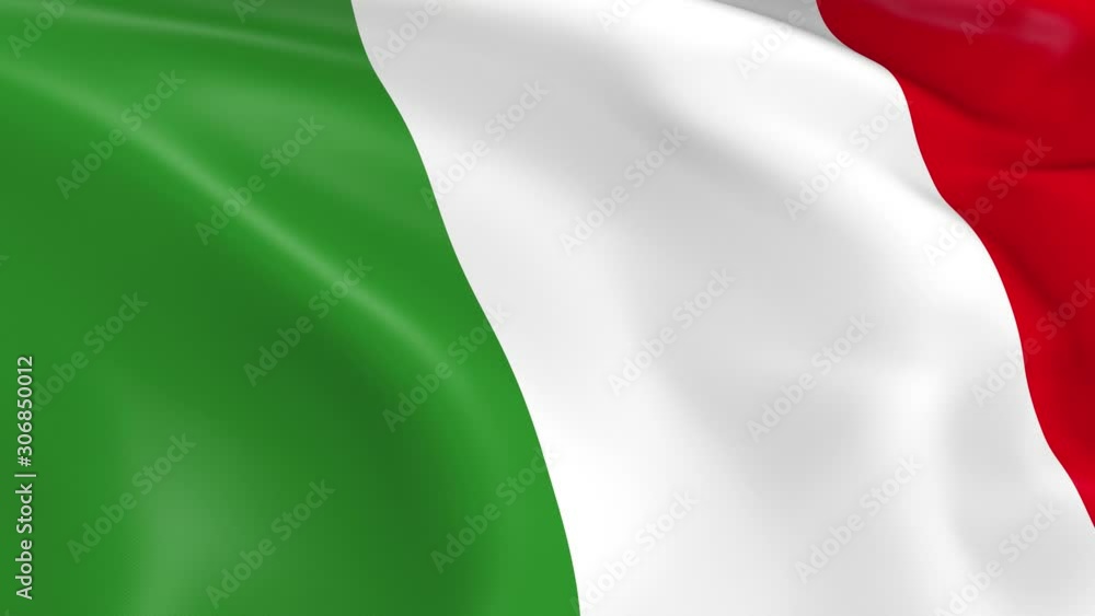Photo realistic slow motion 4KHD flag of the Italy waving in the wind. Seamless loop animation ...