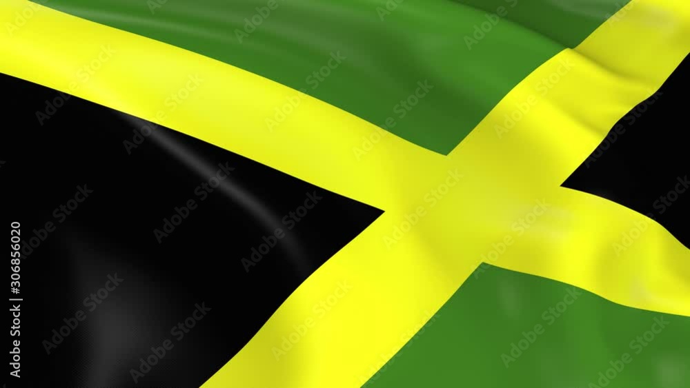 Photo realistic slow motion 4KHD flag of the Jamaica waving in the wind ...