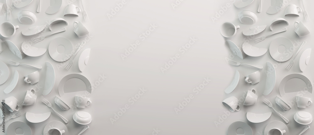 White Food background concept for design menu restaurant or cafe. Copy ...