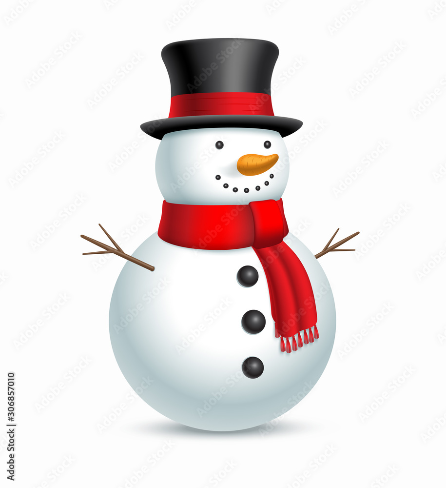 Christmas snowman with hat and scarf. Vector Stock Vector | Adobe Stock