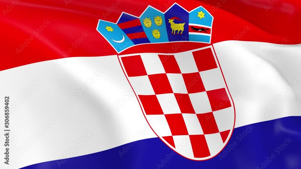 Photo realistic slow motion 4KHD flag of the Croatia waving in the wind ...