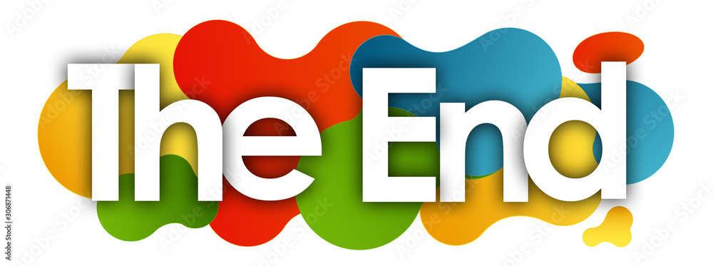 ภาพประกอบสต็อก The End in color bubble background ภาพ | Adobe Stock