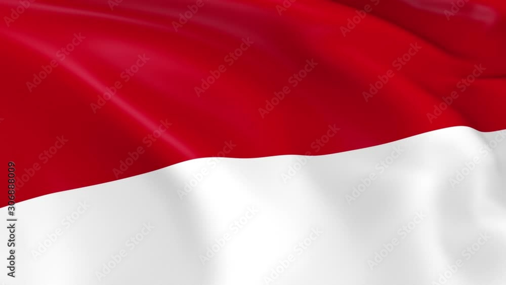 Photo realistic slow motion 4KHD flag of the Indonesia waving in the wind. Seamless loop ...