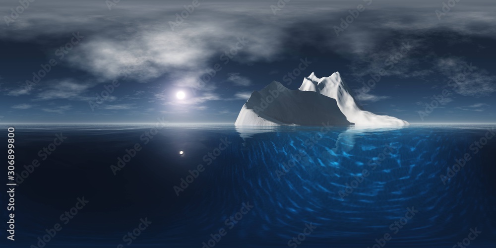 Iceberg ice in the ocean, HDRI, environment map , Round panorama ...