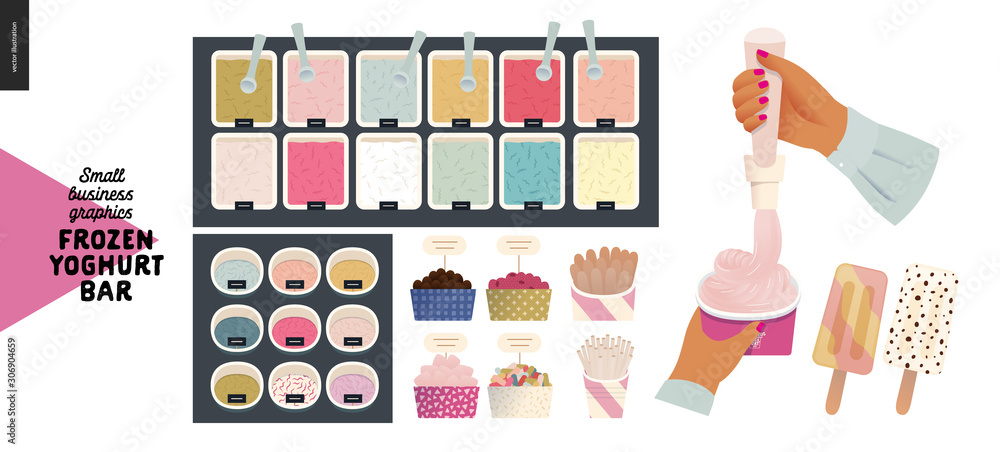 Frozen yoghurt bar - small business graphics - process and product ...