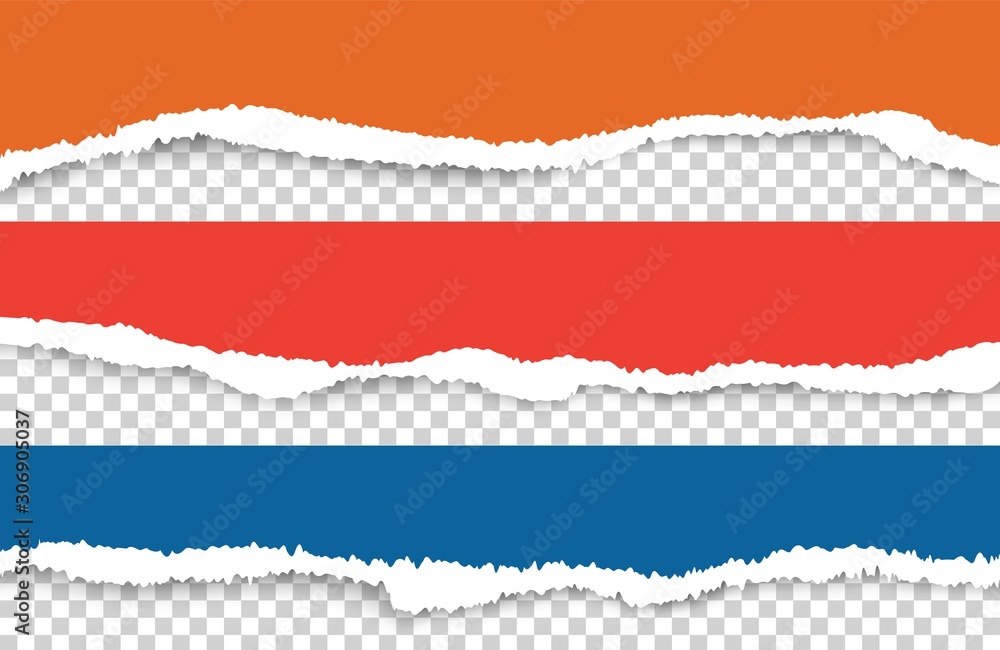 Ripped paper. Torn color paper sheets vector set. Red blue ripped ...