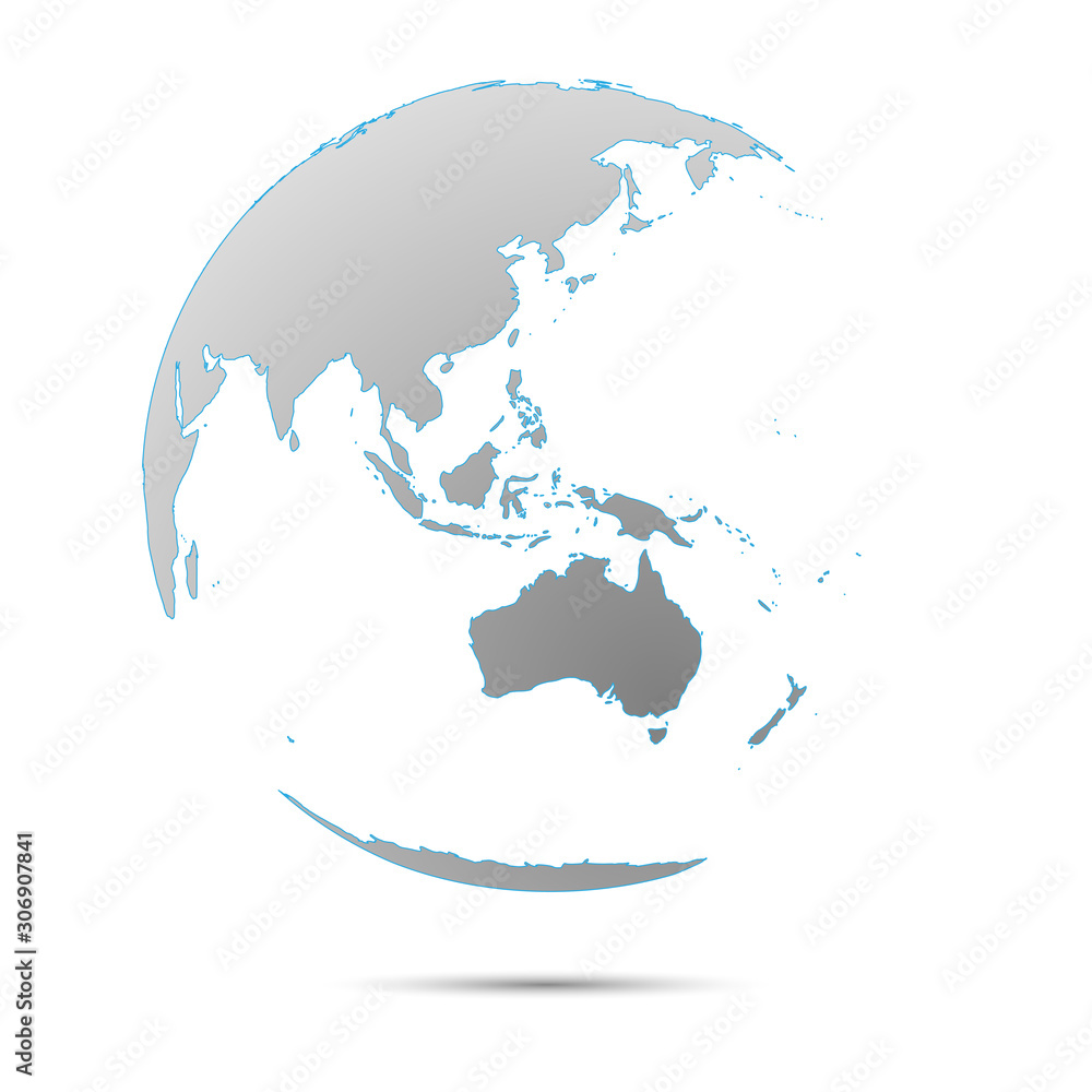 3d world globe isolated on white background. 3d model of all over the ...