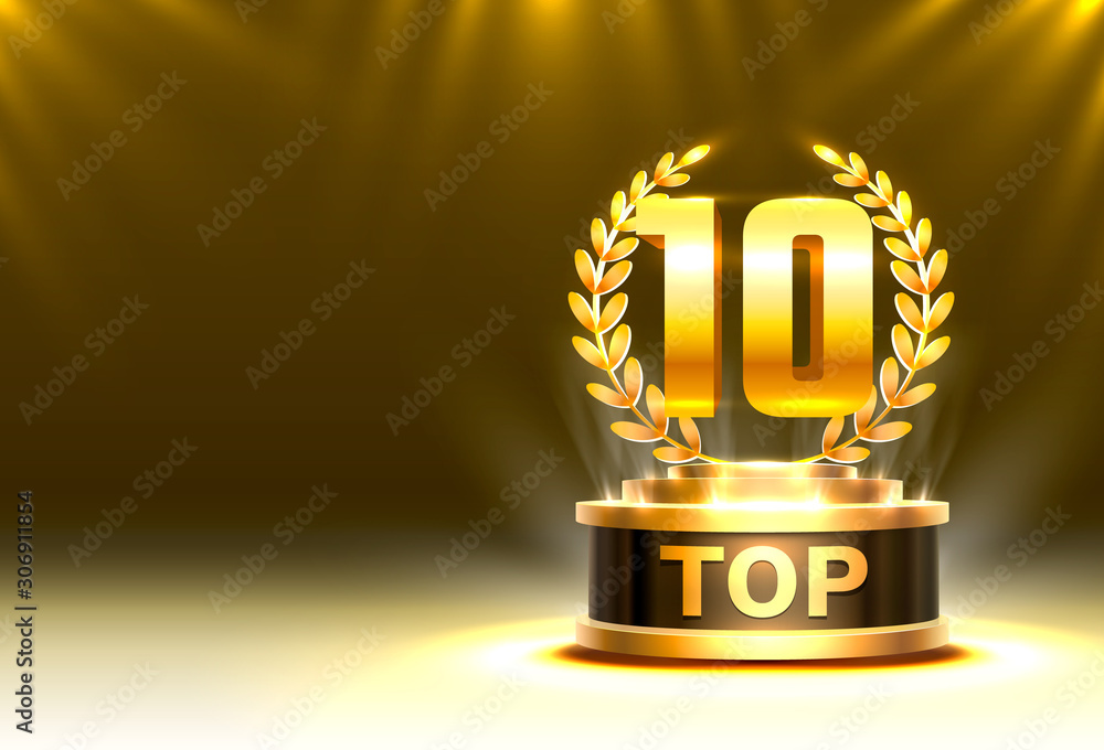 Top 10 best podium award sign, golden object. Stock Vector | Adobe Stock