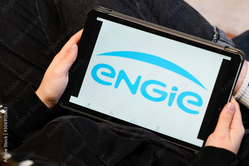 ENGIE sign screen tablet electricity natural gas distribution company ...