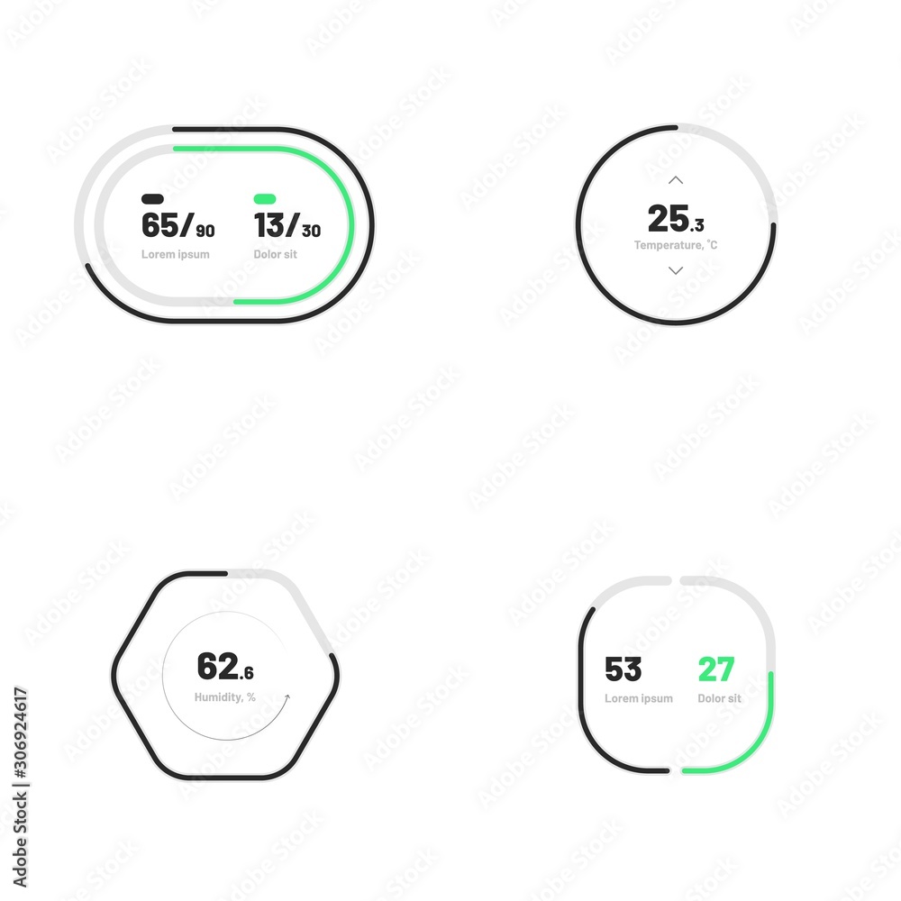 Set with collection of indicator template. Dashboard UI and UX Kit ...