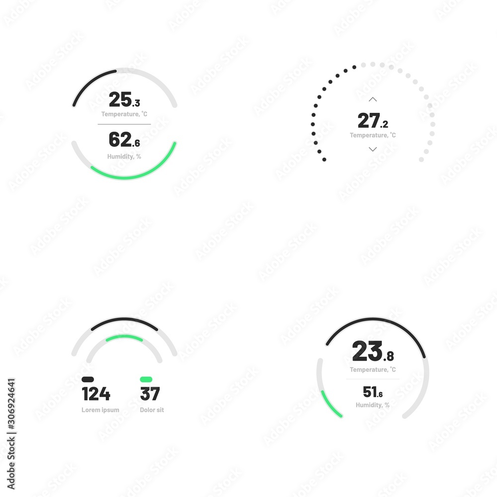Set With Collection Of Indicator Template Dashboard Ui And Ux Kit Control Center Design With