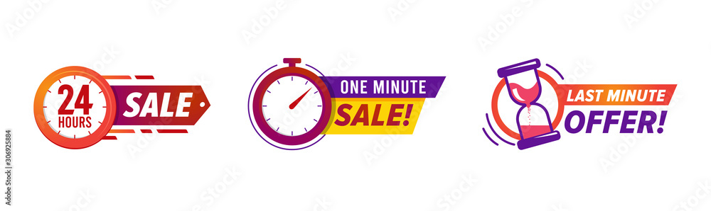 Flash Sale countdown badges sticker Stock Vector | Adobe Stock
