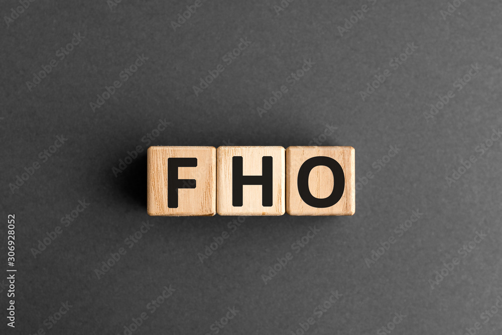 FHO - acronym from wooden blocks with letters, abbreviation FHO Femoral ...