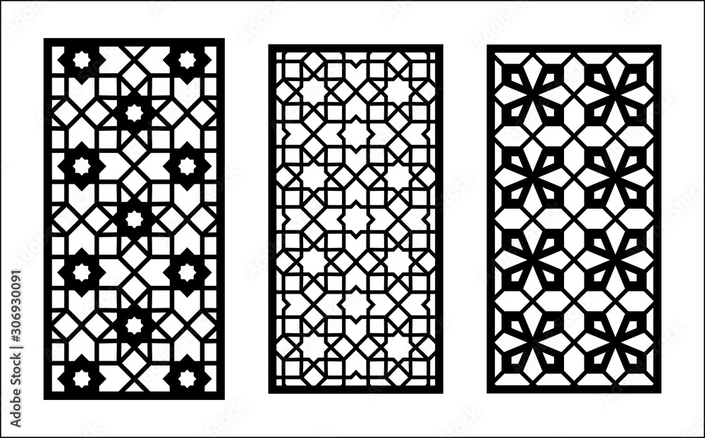 Vetor de Islamic laser pattern. Set of decorative vector panels for ...