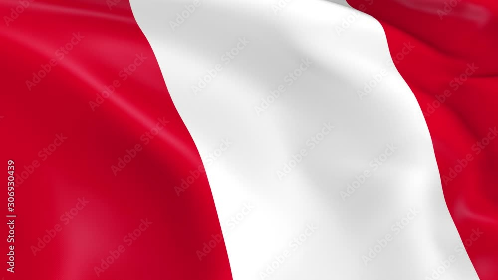 Photo realistic slow motion 4KHD flag of the Peru waving in the wind ...