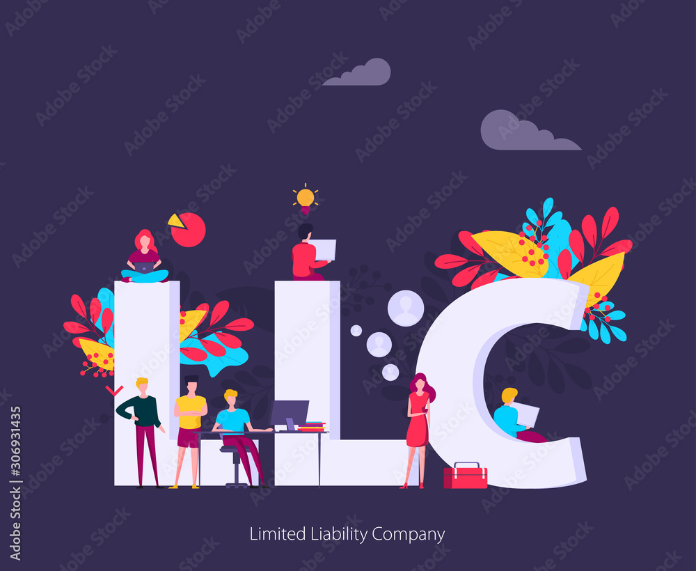 LLC, Limited Liability Company. Concept with keywords, letters and ...