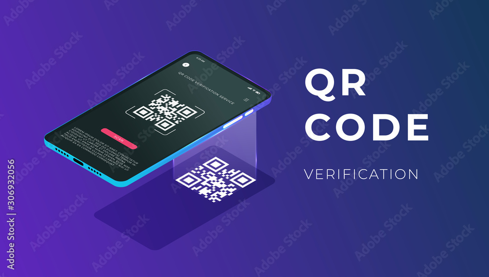 QR Code Verification Service Web Banner Isometric Vector Stock Vector qr-code-verification-service-web-banner-isometric-vector-stock-vector