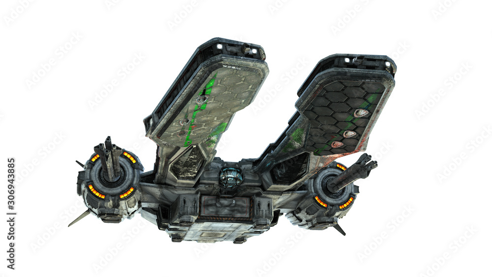 ภาพประกอบสต็อก Alien UFO spaceship, spacecraft in flight isolated on ...