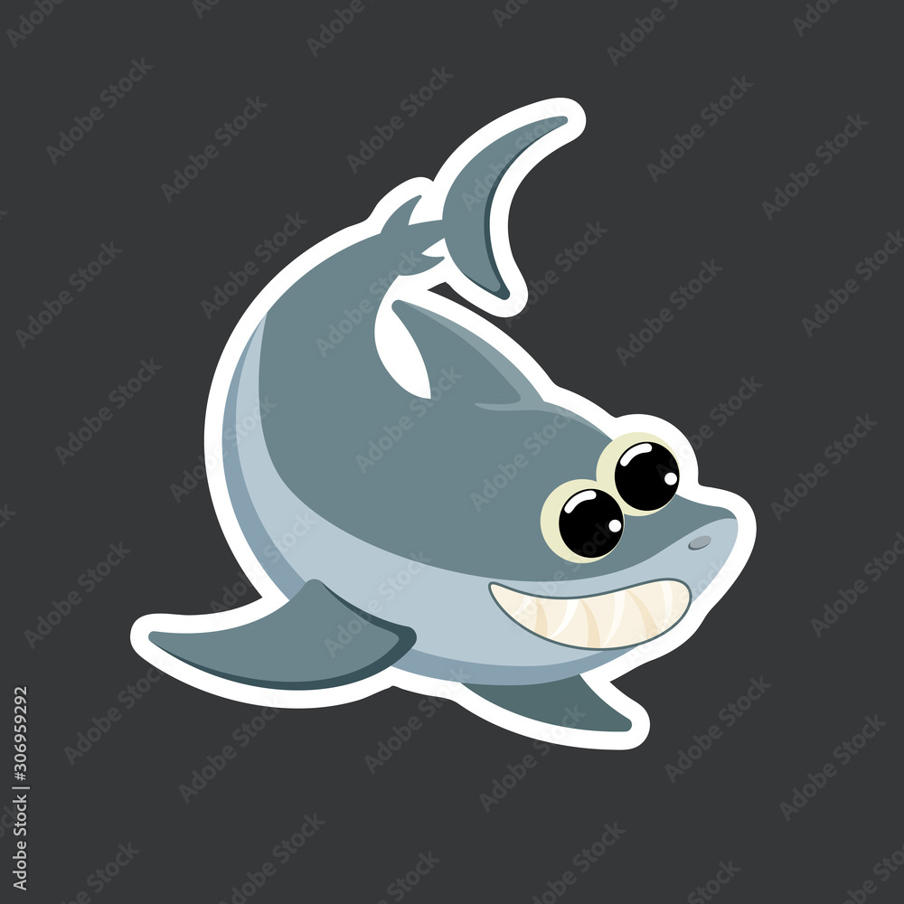 vector cute shark sticker template Stock Vector | Adobe Stock