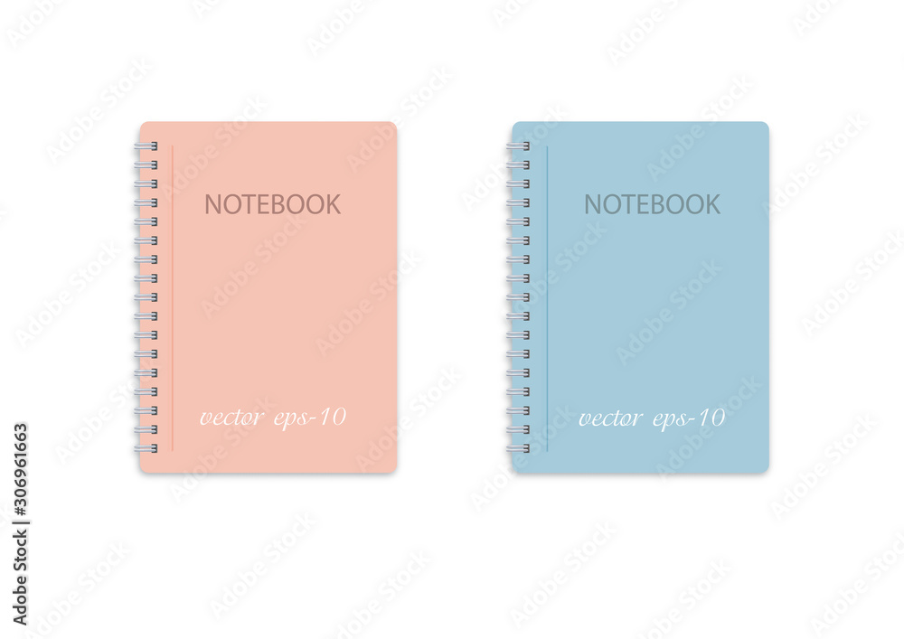 Set of multi-colored notebooks .Template for text.Paper mocap for ...