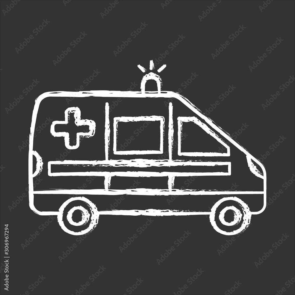 Emergency medical care chalk icon. Ambulance. Urgent patient ...