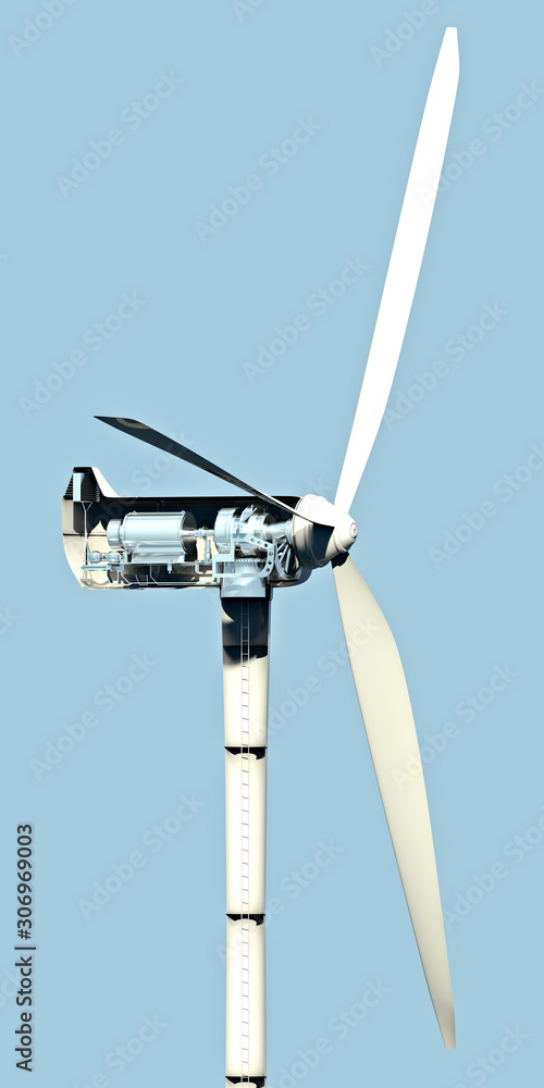 Wind turbine, how it works, section, side view. Climate change and ...