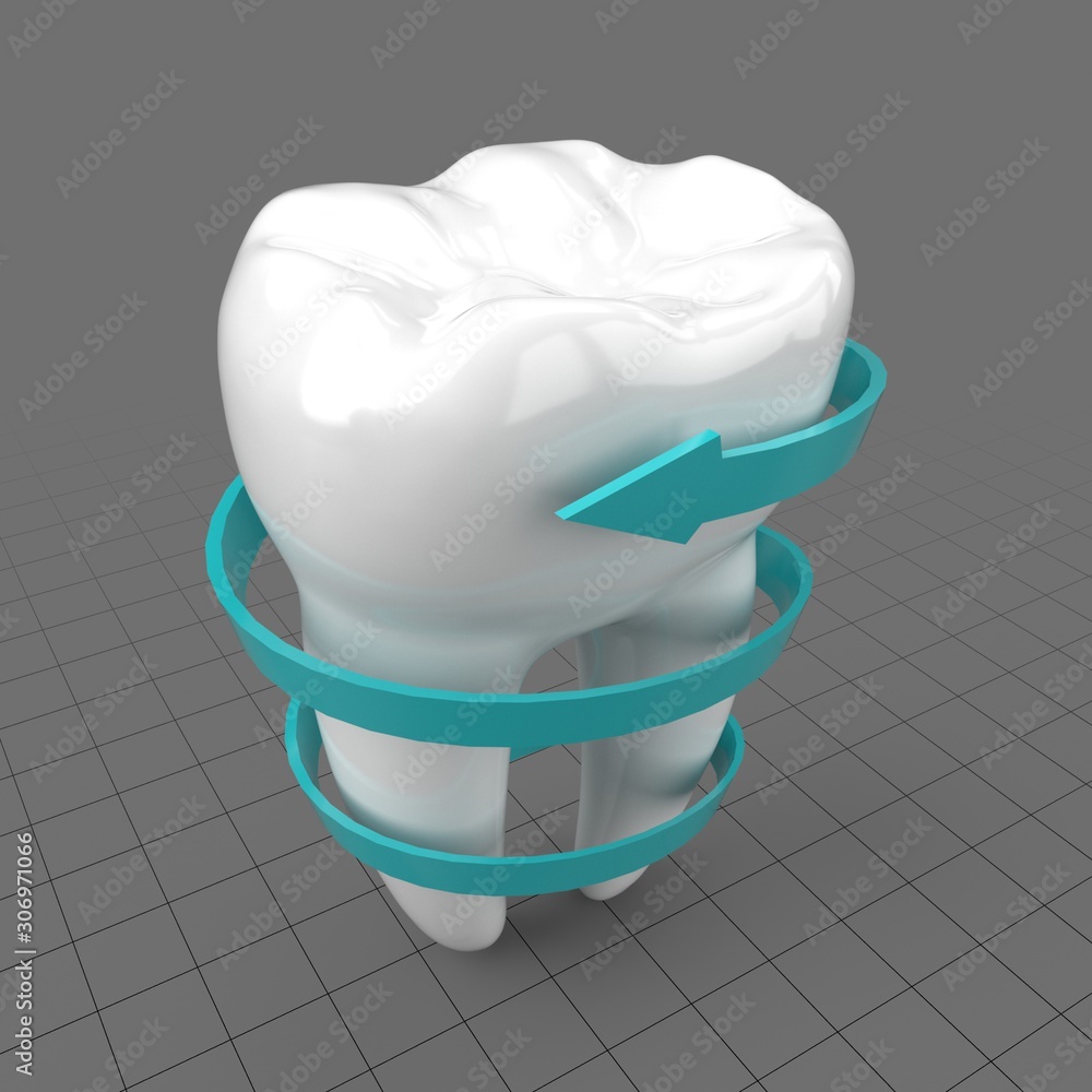 Stylized molar tooth with arrow Stock 3D asset | Adobe Stock