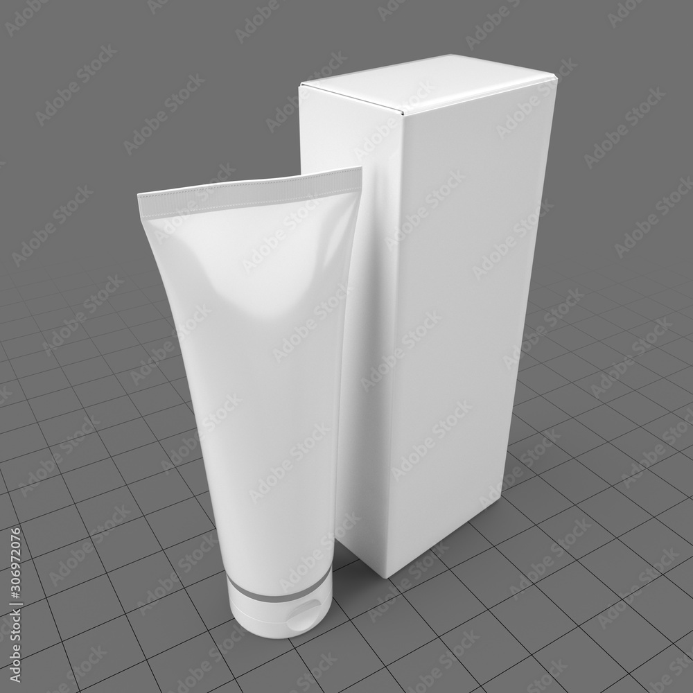 Plastic tube container with box 1 Stock 3D asset | Adobe Stock