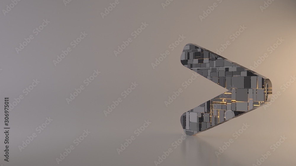 light background 3d rendering symbol of greater than icon Stock ...