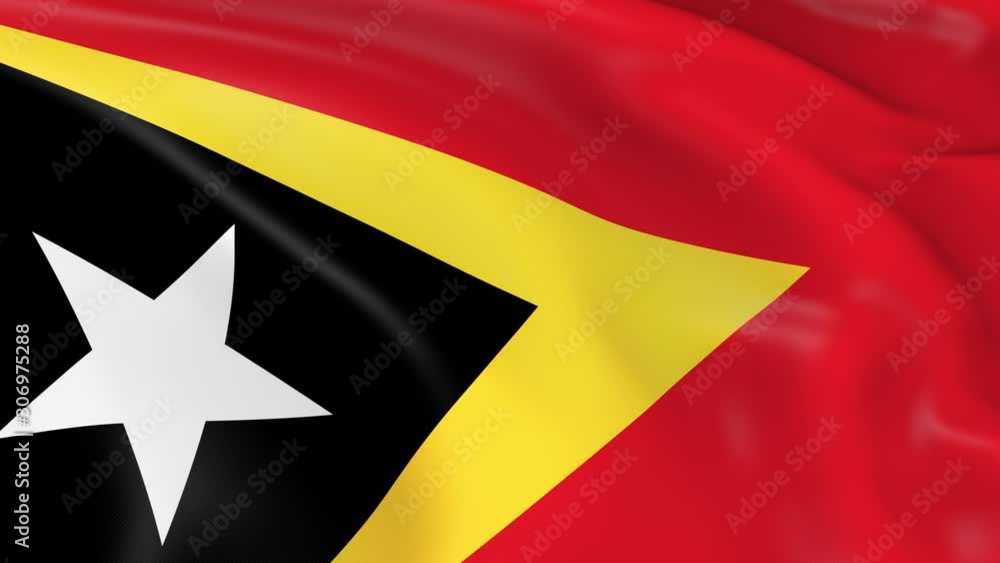 Photo realistic slow motion 4KHD flag of the Timor-Leste waving in the wind. Seamless loop ...