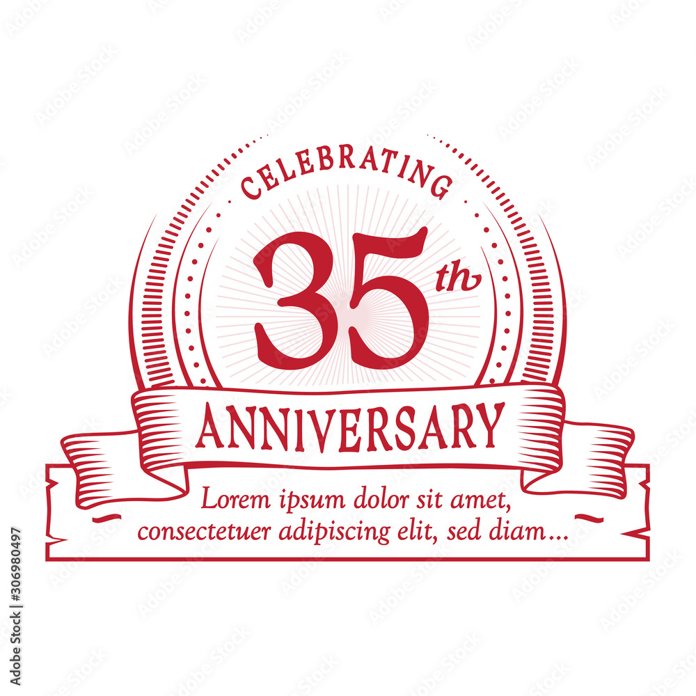 35 years anniversary design template. 35th logo. Vector and ...
