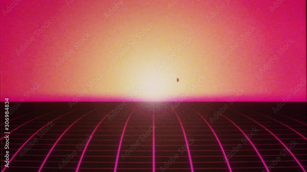 Eighties TV Retro Synthwave 3d Grid Background Loop/ 4k animation of an ...