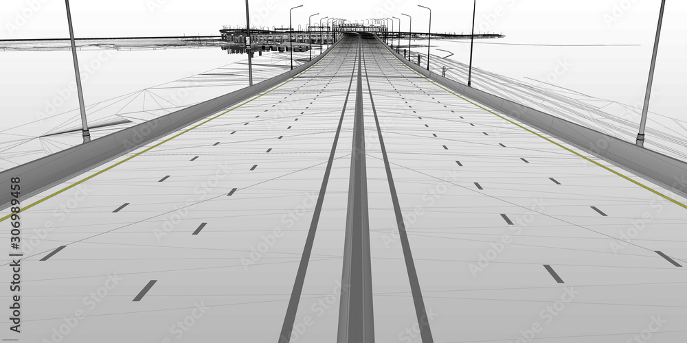 The BIM model of the object of transport infrastructure of wireframe ...