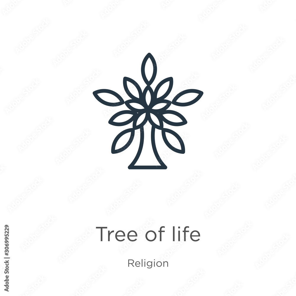 Tree of life icon. Thin linear tree of life outline icon isolated on ...