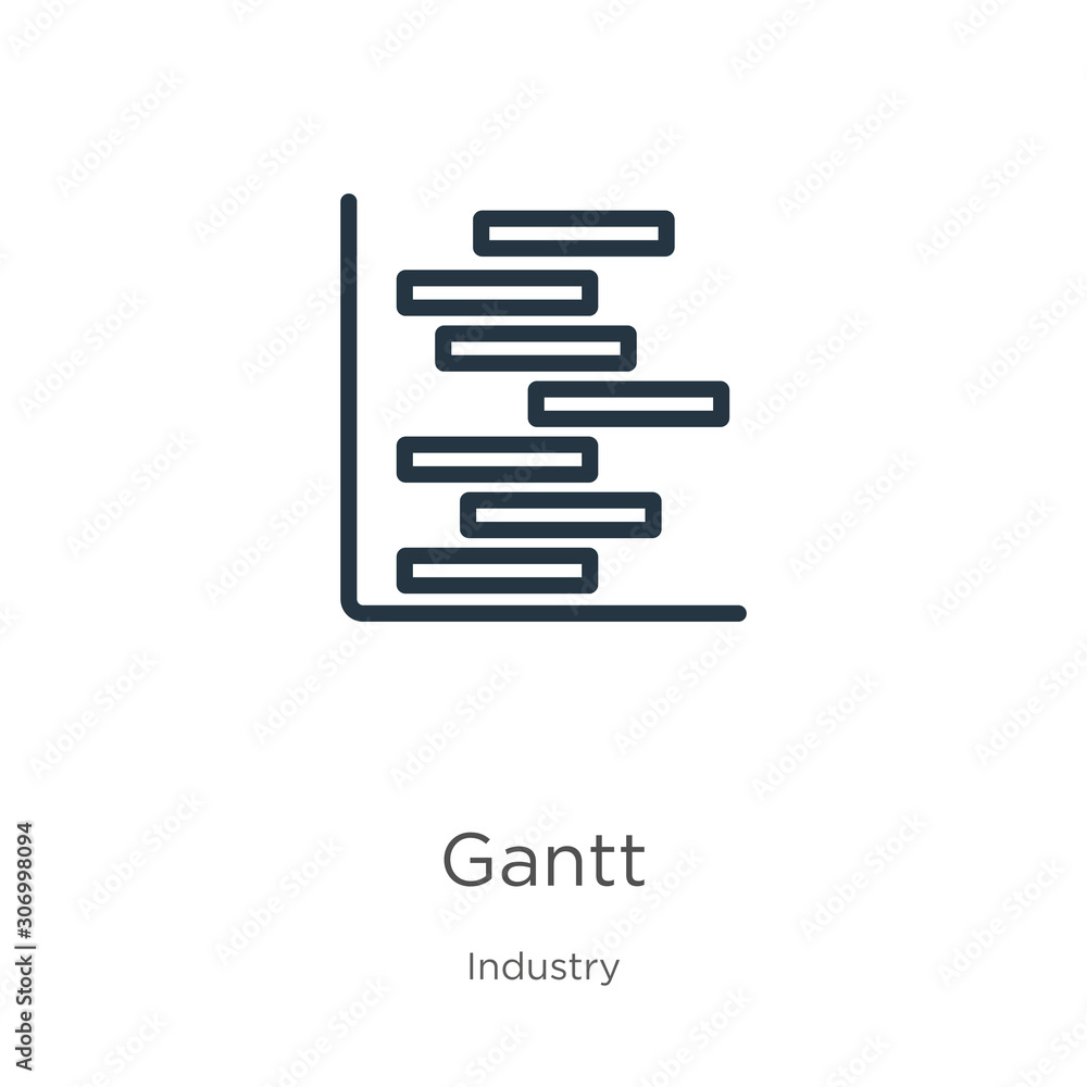 Gantt icon. Thin linear gantt outline icon isolated on white background ... Gantt icon. Thin linear gantt outline icon isolated on white background ...