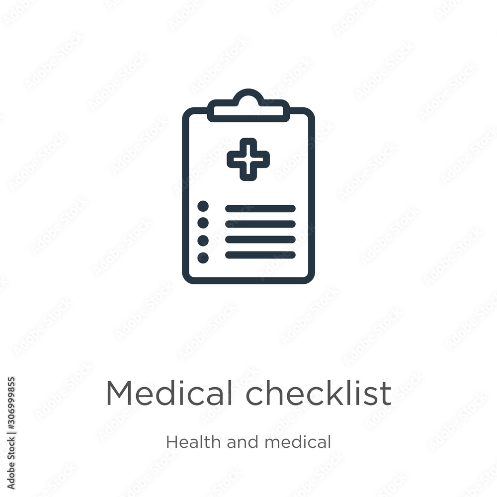 Medical checklist icon. Thin linear medical checklist outline icon ...