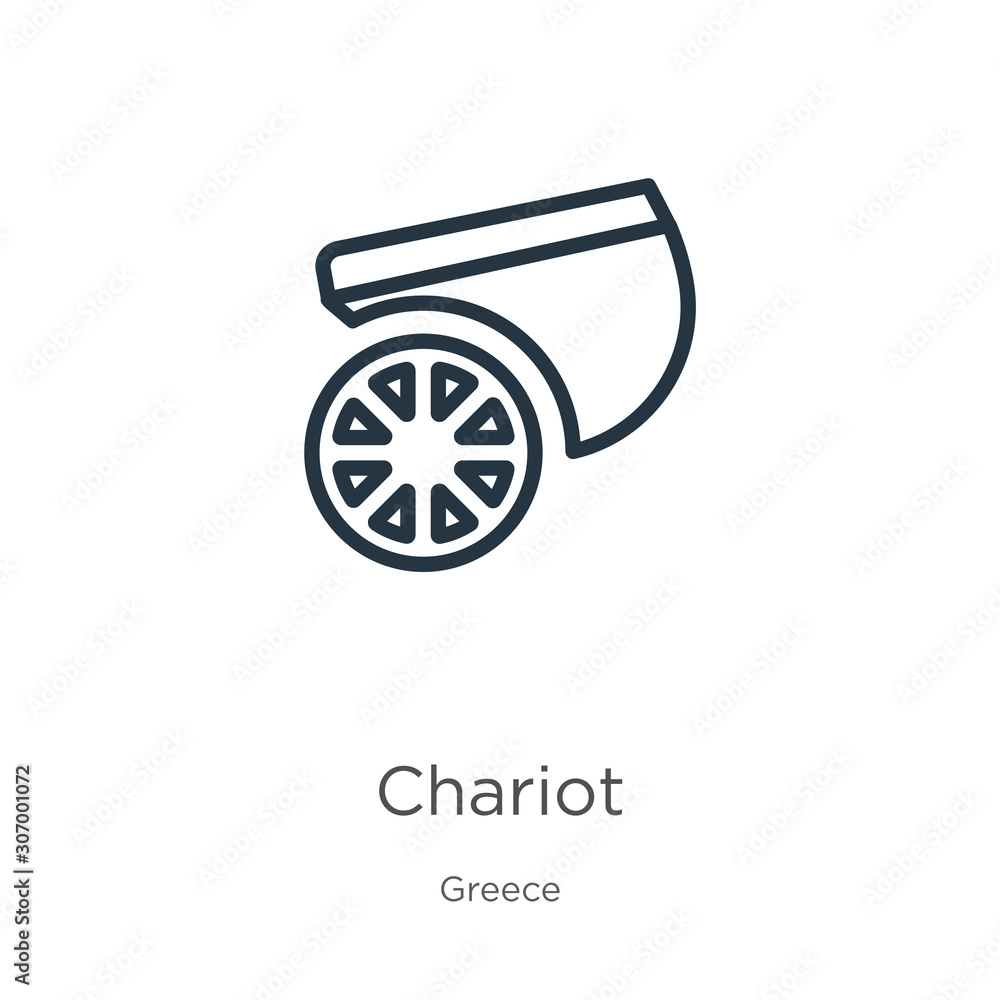 Chariot icon. Thin linear chariot outline icon isolated on white ...