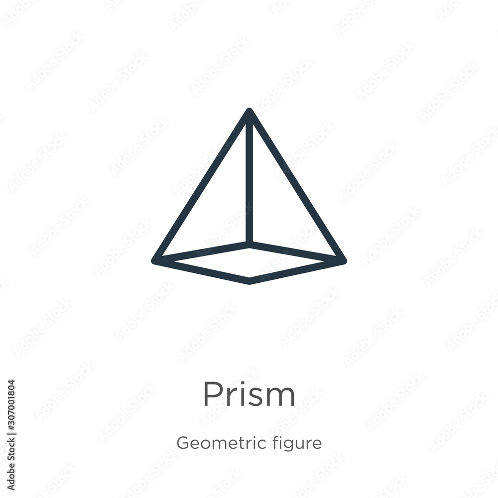 Prism icon. Thin linear prism outline icon isolated on white background ...