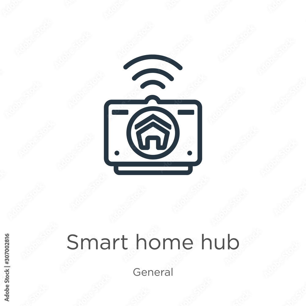 Smart home hub icon. Thin linear smart home hub outline icon isolated ...