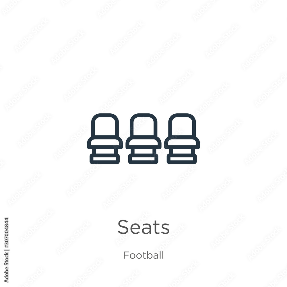 Seats icon. Thin linear seats outline icon isolated on white background ...