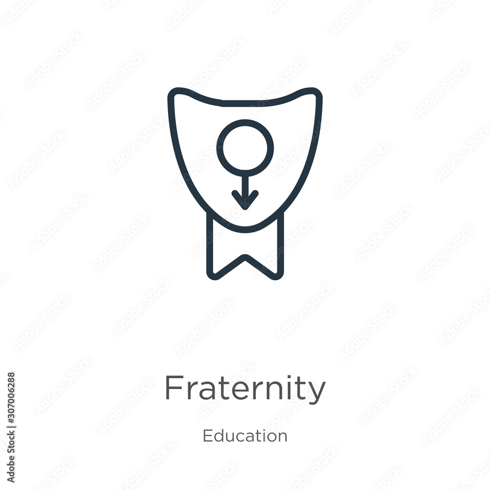 Fraternity icon. Thin linear fraternity outline icon isolated on white ...