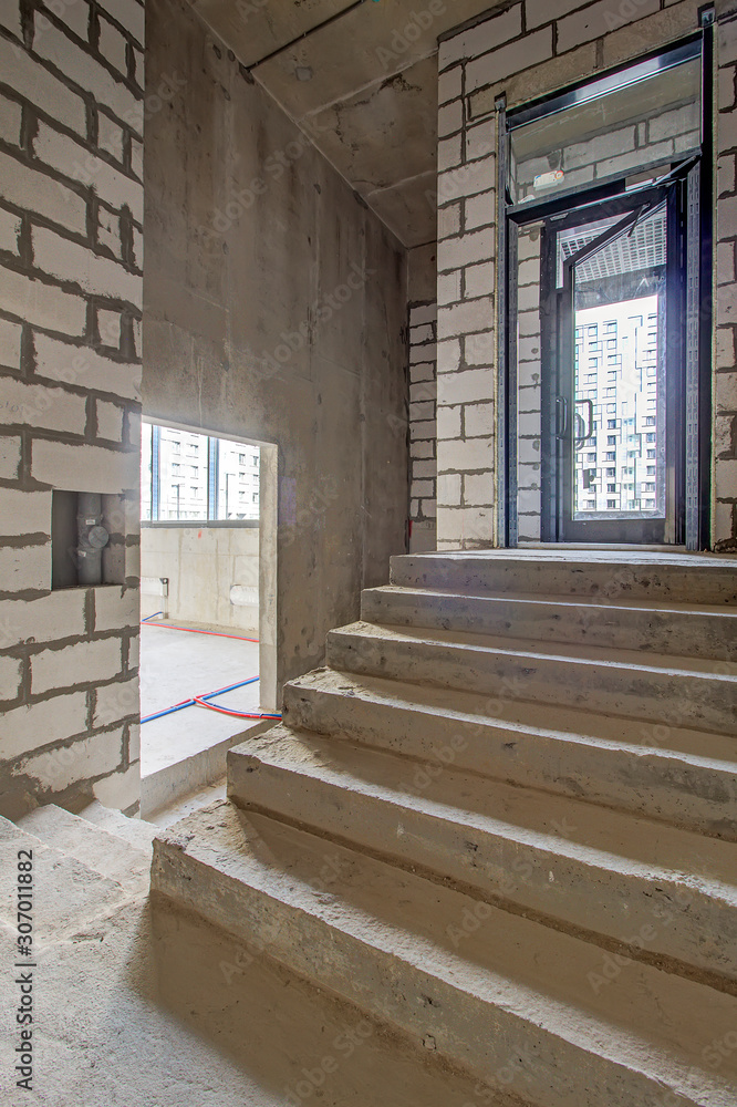 unfinished staircase to basement. Stairs architecture unfinished at ...