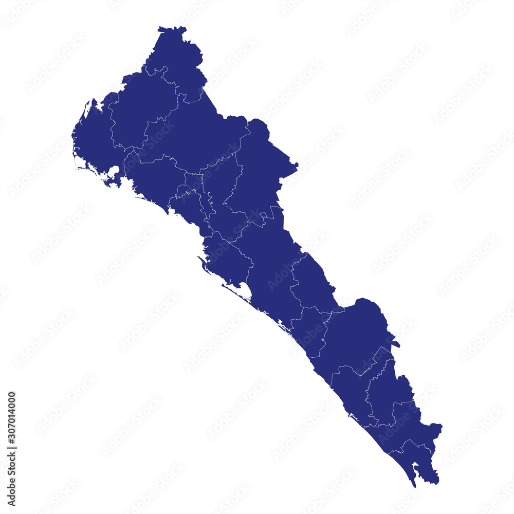 sinaloa High Quality map is a state of Mexico Stock Vector | Adobe Stock