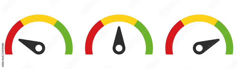 Colour speedometer set. Vector illustration Stock Vector | Adobe Stock