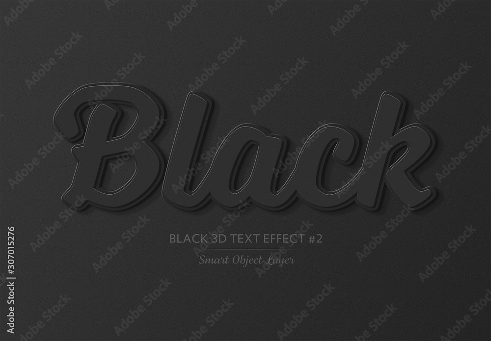 Black 3D Text Effect Mockup on Black Background Stock Template | Adobe ...