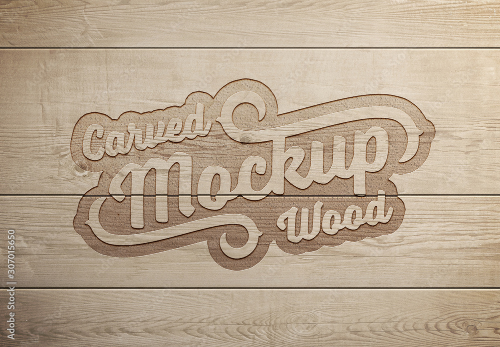 Engraved Wood Text Effect Mockup Stock Template | Adobe Stock