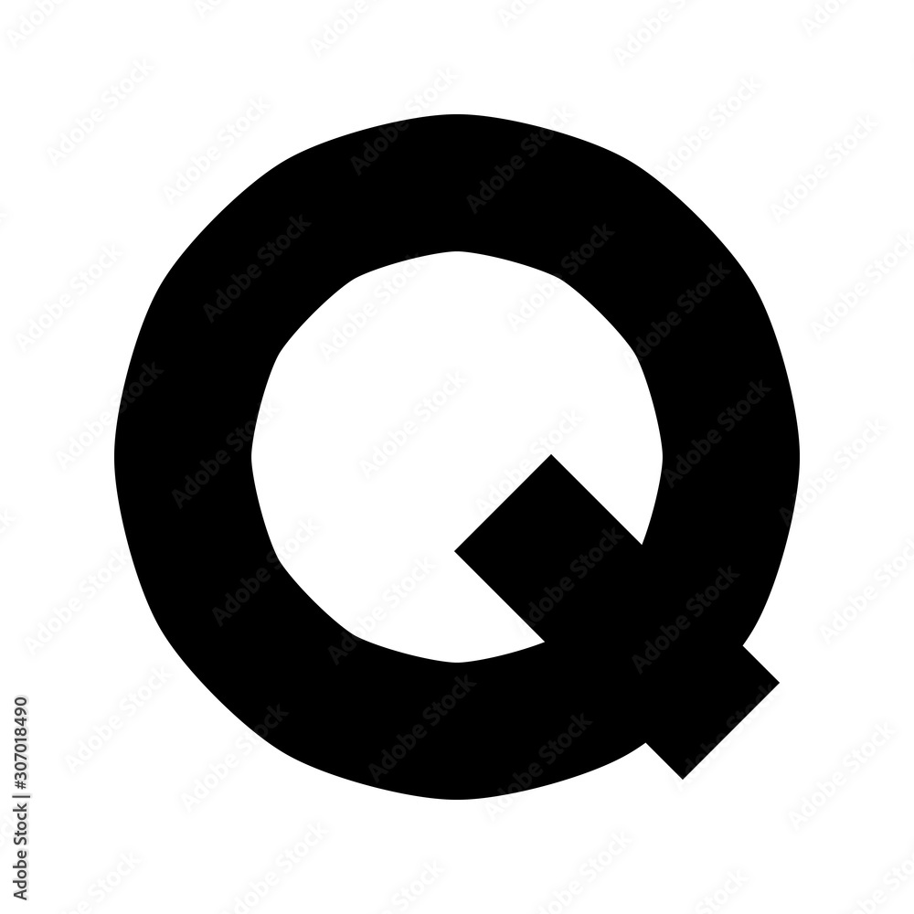 Letters and numbers - simple circle font - black letter Q - vector ...