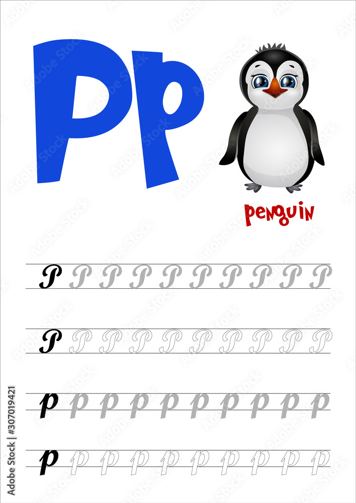 Design page layout of the English alphabet to teach writing upper and ...