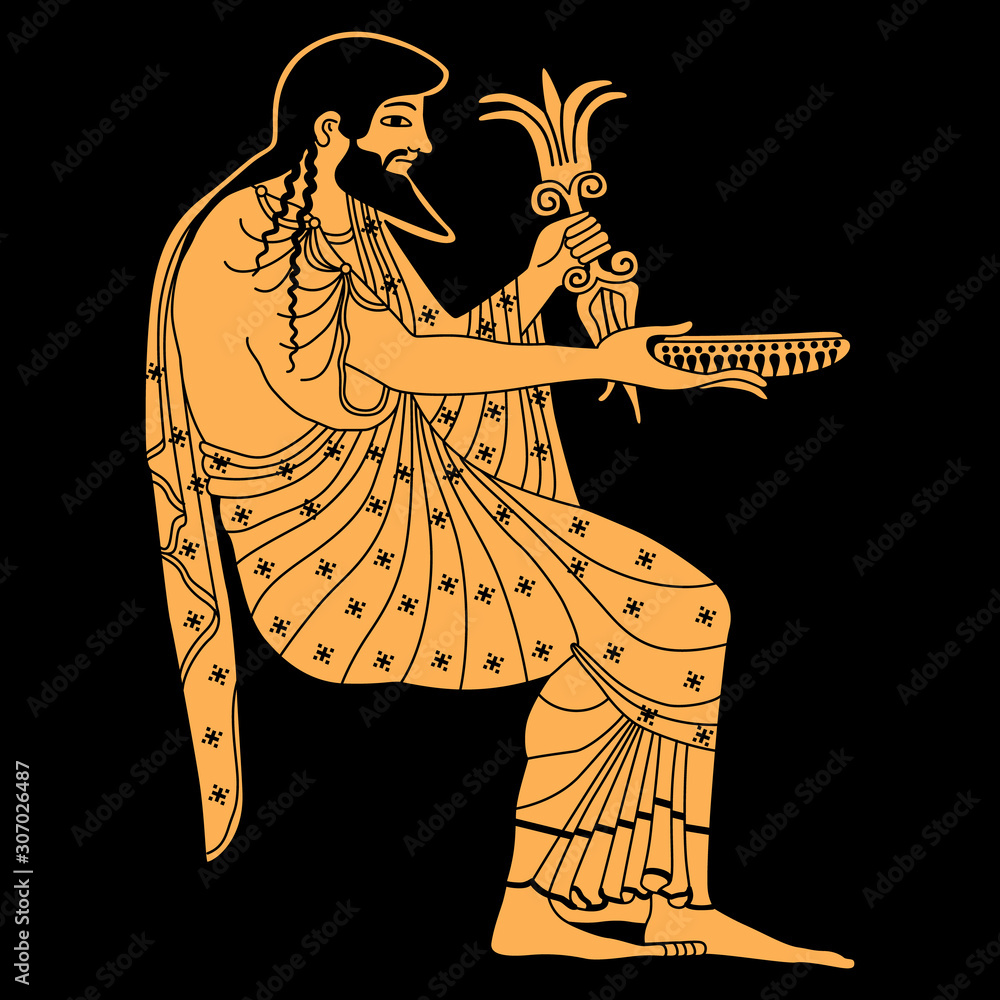Sitting ancient Greek god Zeus. Vase painting style. Stock Vector ...
