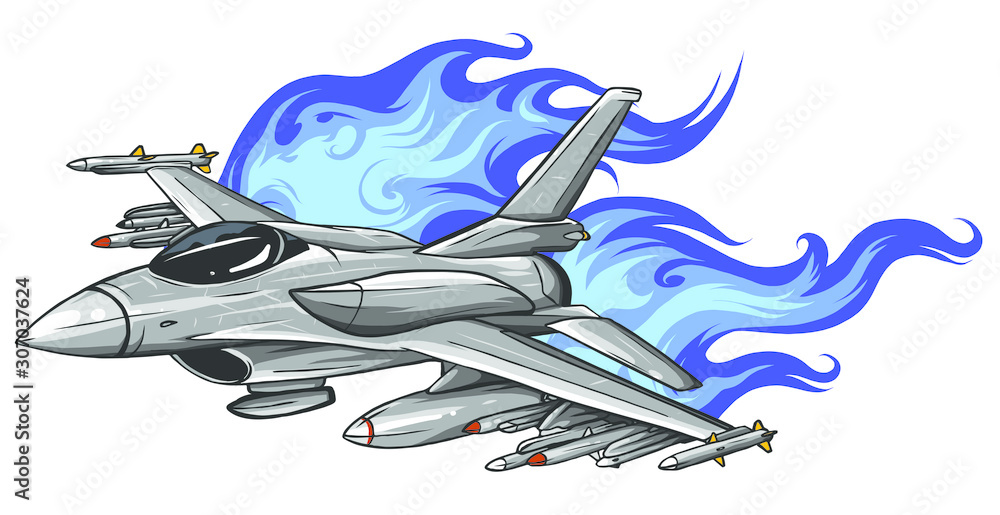 Vector Cartoon Fighter Plane. Twin-engine, variable-sweep wing ...